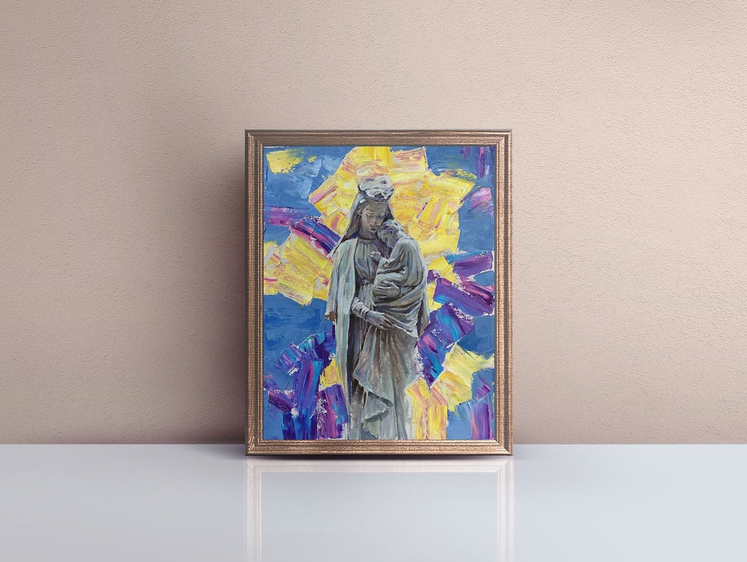 Holy Mary and Baby Jesus - Modern Catholic Original Oil Painting ...