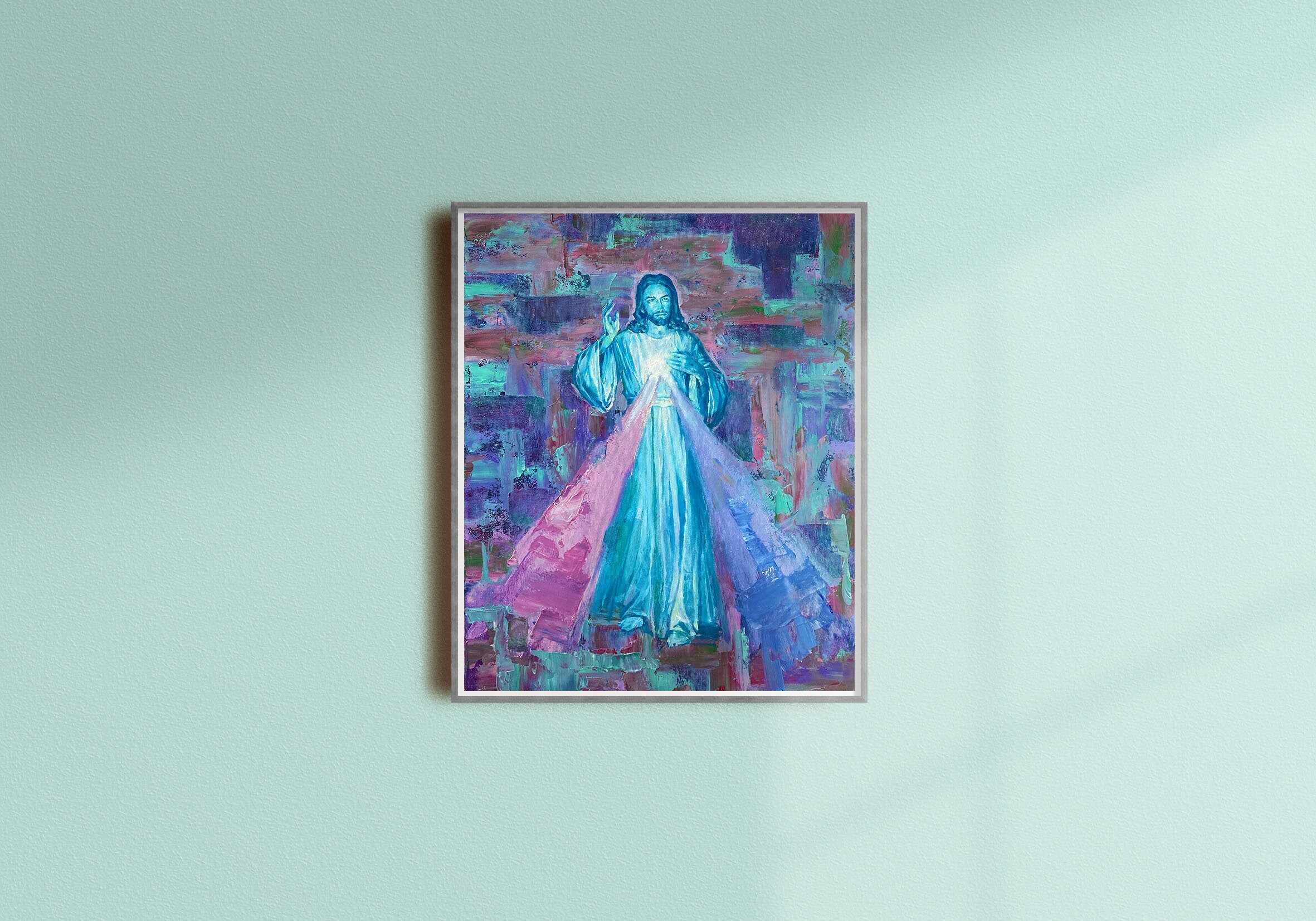 Divine Mercy Painting, Jesus I Trust in You, Prayer Room Decor ...
