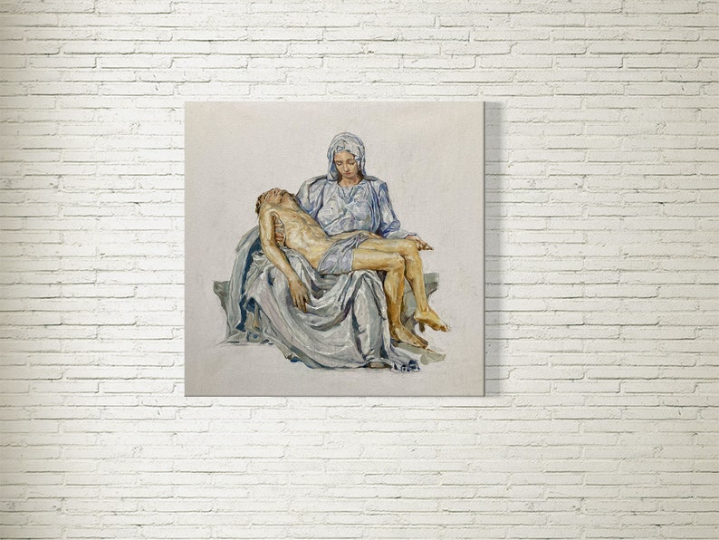 Jesus Art Work, Pietà Michelangelo Fine Art, Catholic Original Oil ...