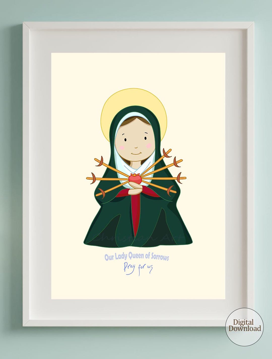 Our Lady of Sorrow Kids Prayer. Printable Christian Art, Mater Dolorosa ...