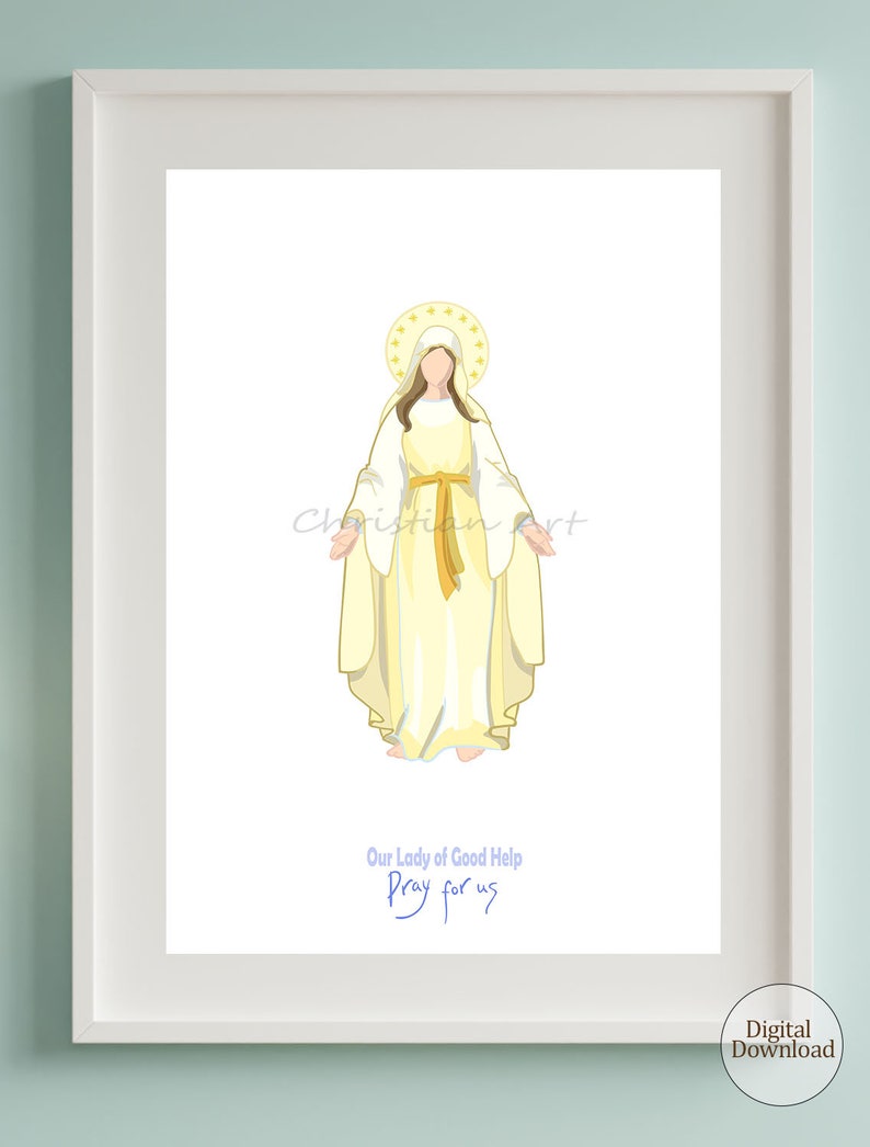 Our Lady of Good Help Pray for Us. Christian Digital Illustration Card ...
