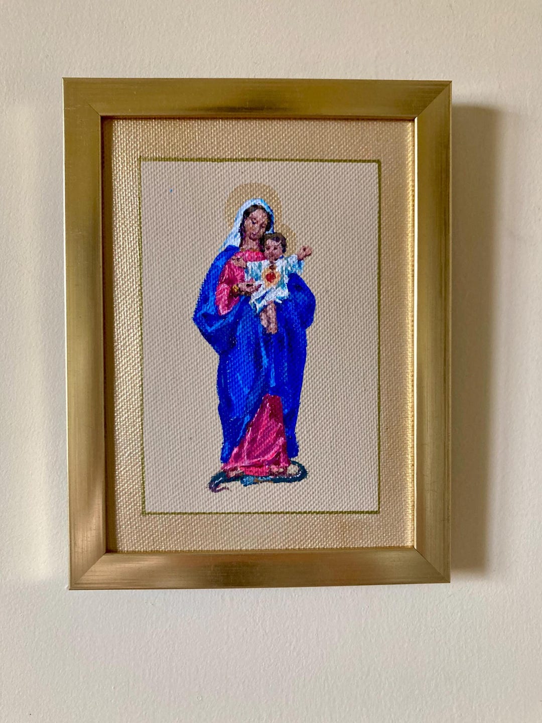 Mother of God and Child Jesus. Scared Heart of Little Jesus. Mini ...