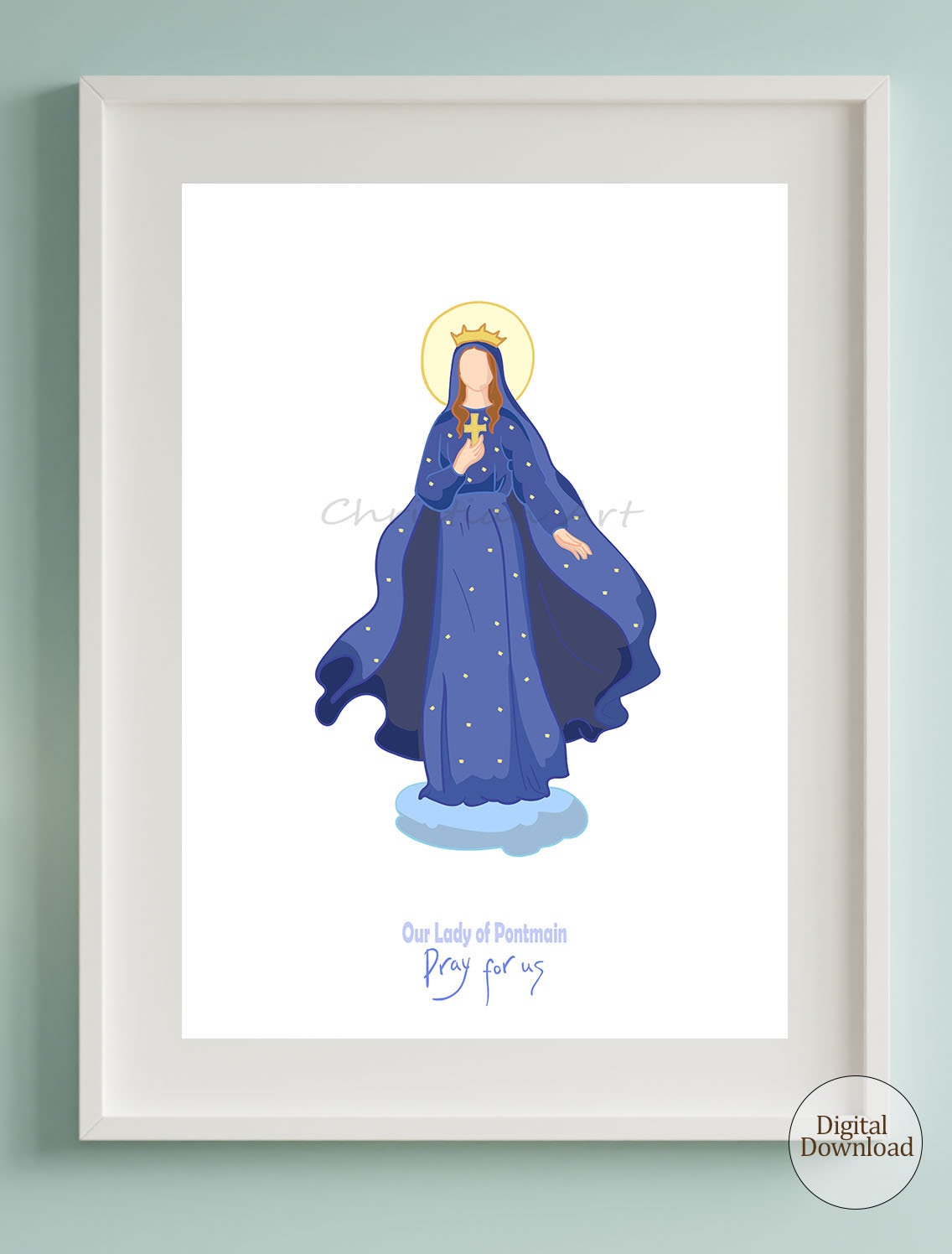 Our Lady of Pontmain Pray for Us. Christian Digital Illustration Card ...