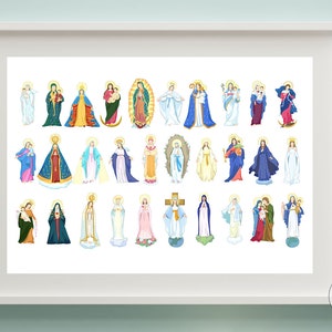 Virgin Mary Miracle Appearances, Digital Catholic Poster Wall Art, Our ...