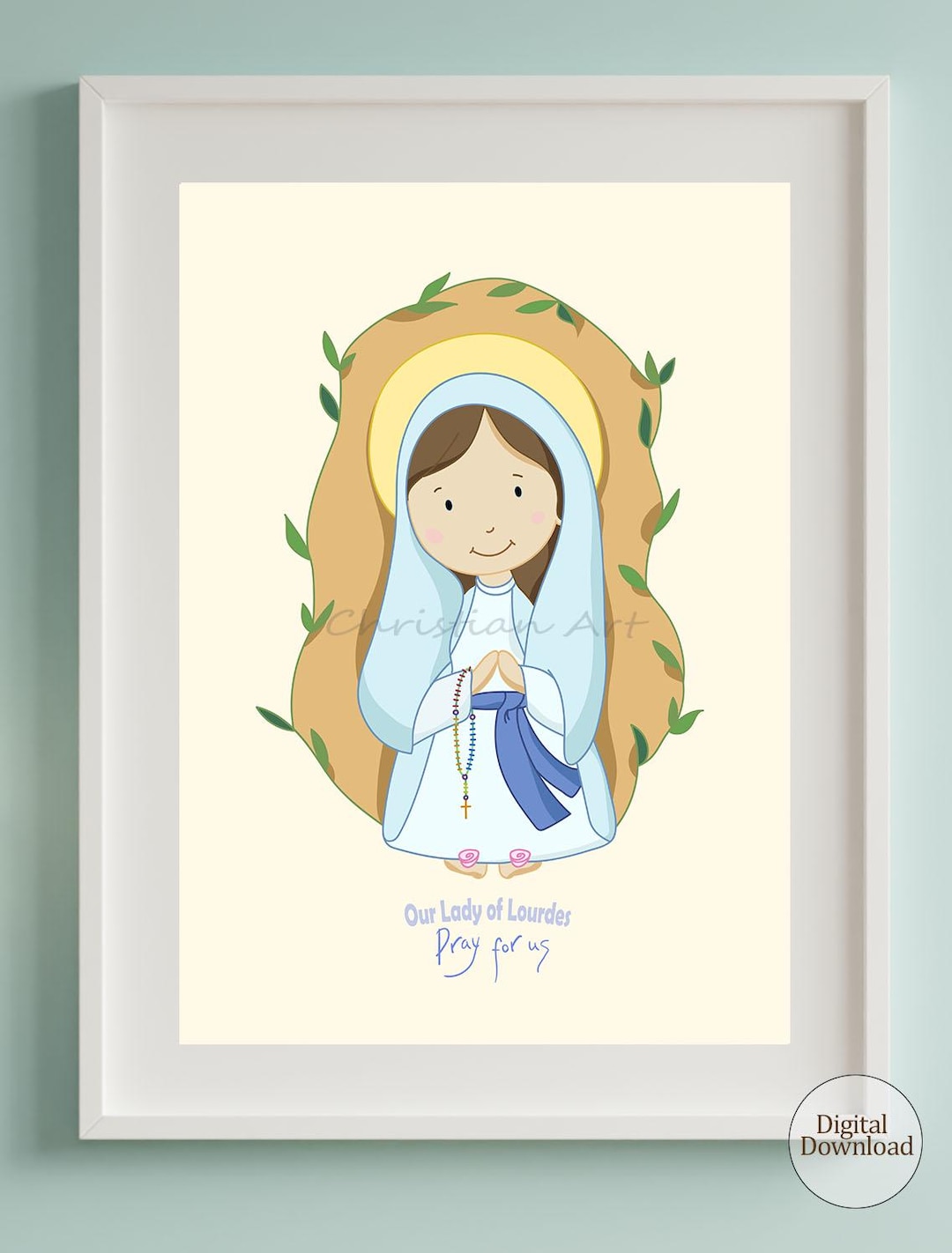 Beautiful Our Lady of Lourdes Digital Illustration for Kids – Includes ...