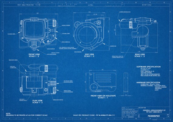 Fallout 4 inspired Pipboy 3000 Mk IV Blueprint Technical | Etsy