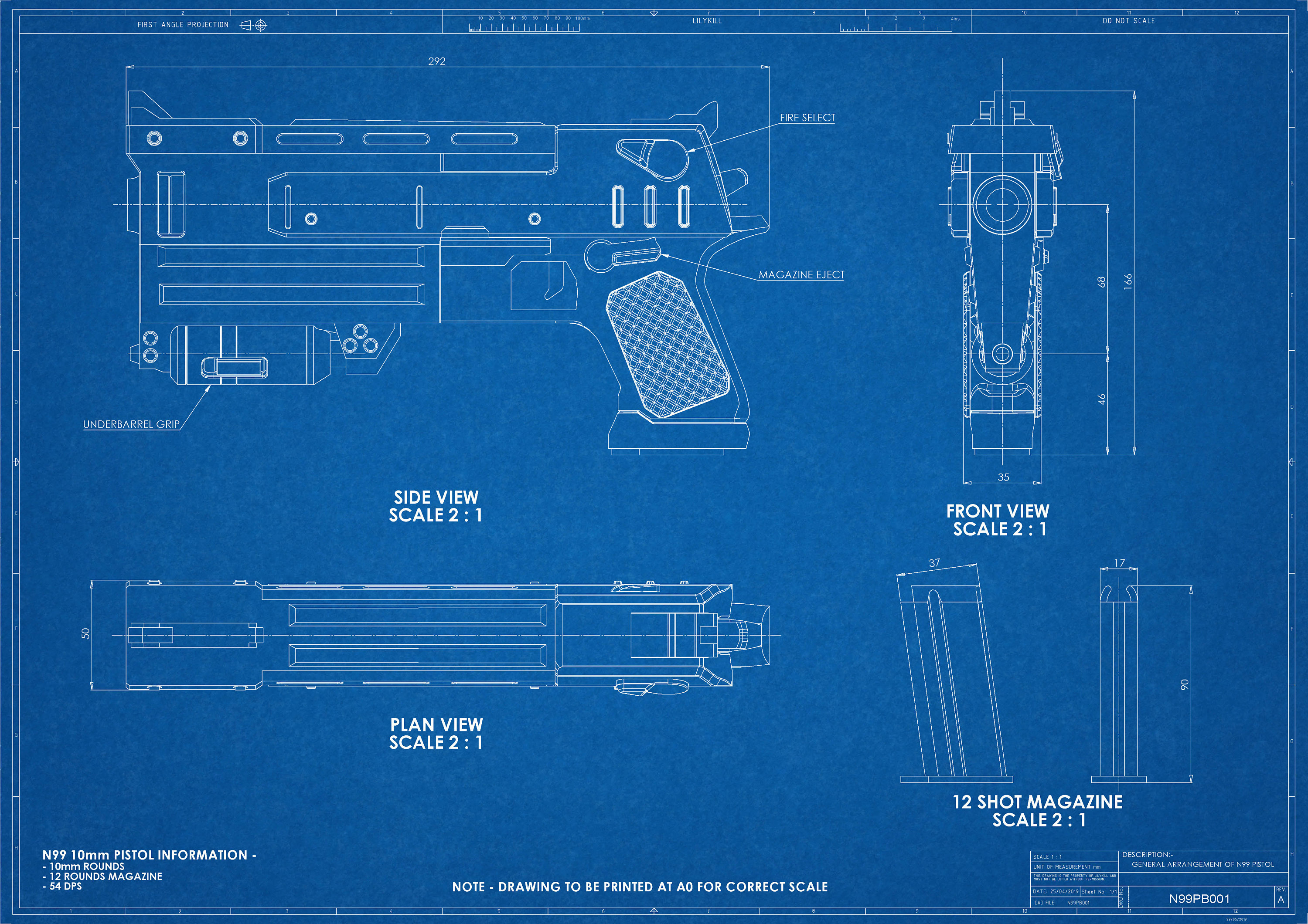 Fallout 3 inspired 10mm Pistol Blueprint Digital File - Etsy España