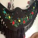 Western Equestrian Black Fringed Bright Colored Floral Embroidered ...