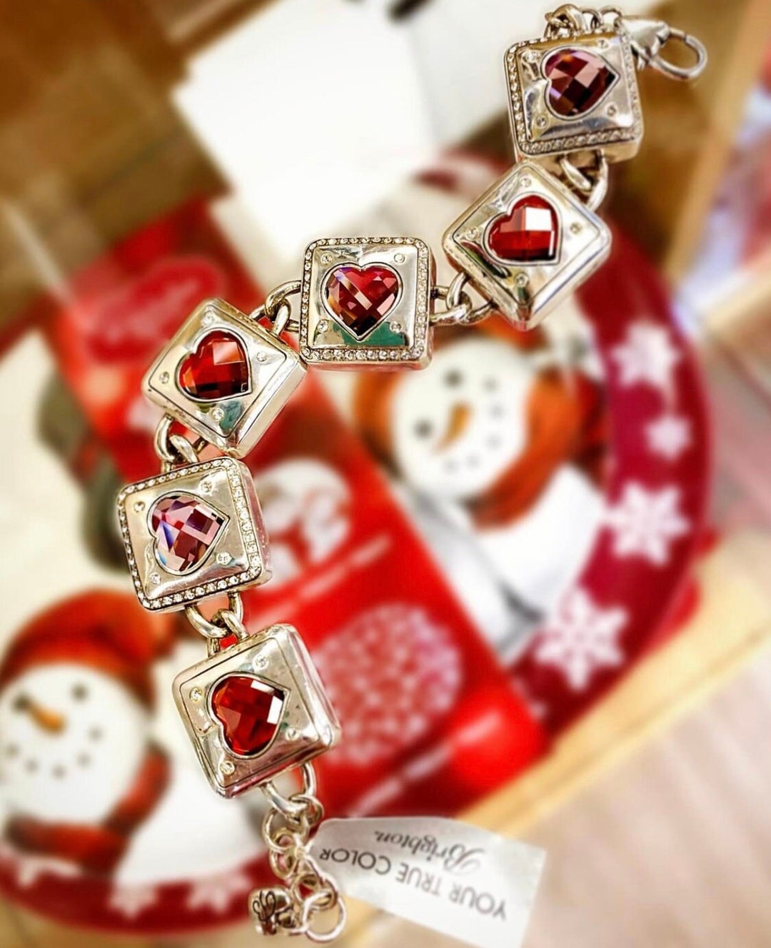 Brighton Silver Square Red Jewel Heart Bracelet - Etsy