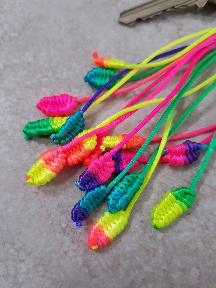Neon Keyring Psychedelic Keychain Macrame Purse Charm - Etsy UK