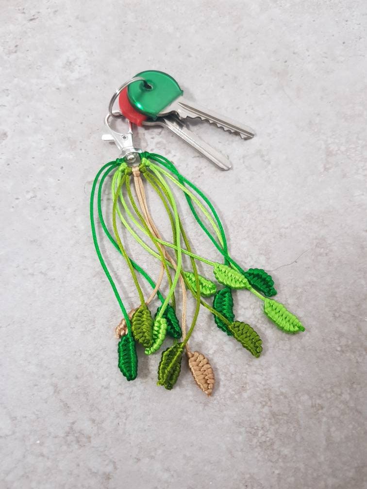 Green Botanical Keyring, Plant Keychain, Small Boho Bag Charm, Crazy ...