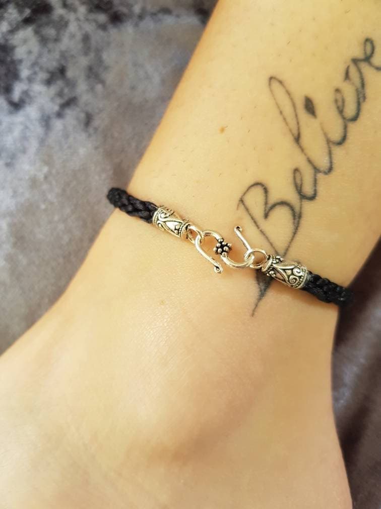 Black Ankle Bracelet, Braided Gothic Anklet - Etsy