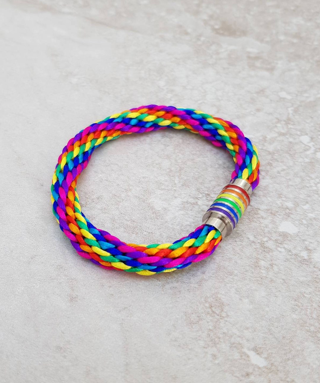 Rainbow Bracelet, Braided Rainbow Wristband, Colourful Jewellery ...