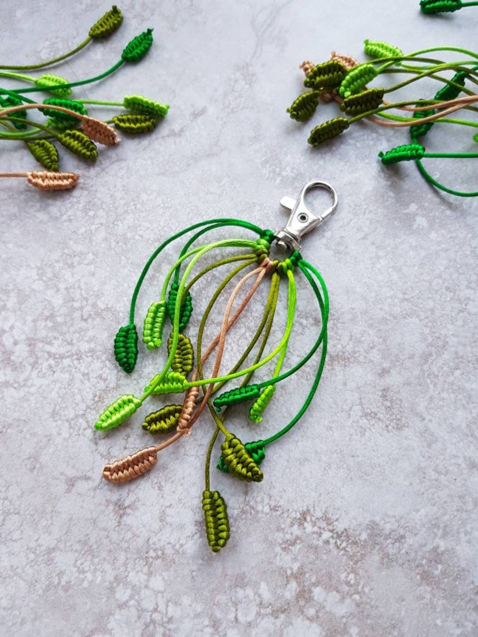 Green Botanical Keyring, Plant Keychain, Small Boho Bag Charm, Crazy ...