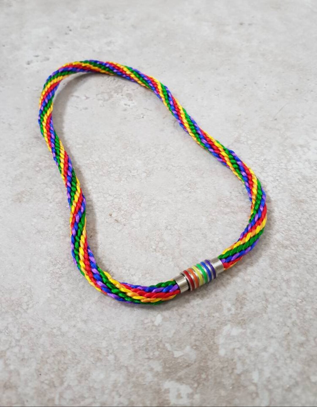 Magnetic Rainbow Necklace, Braided Pride Choker Necklace, LGBTQ ...