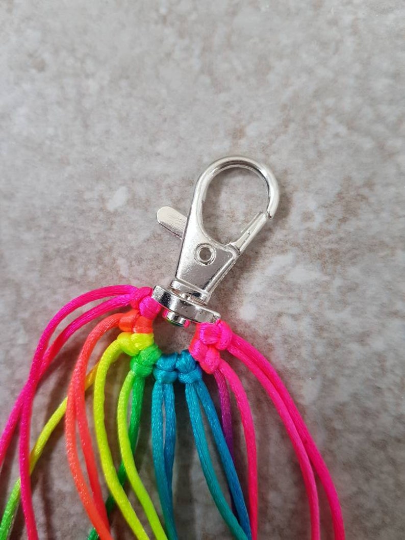 Neon Keyring Psychedelic Keychain Macrame Purse Charm - Etsy UK