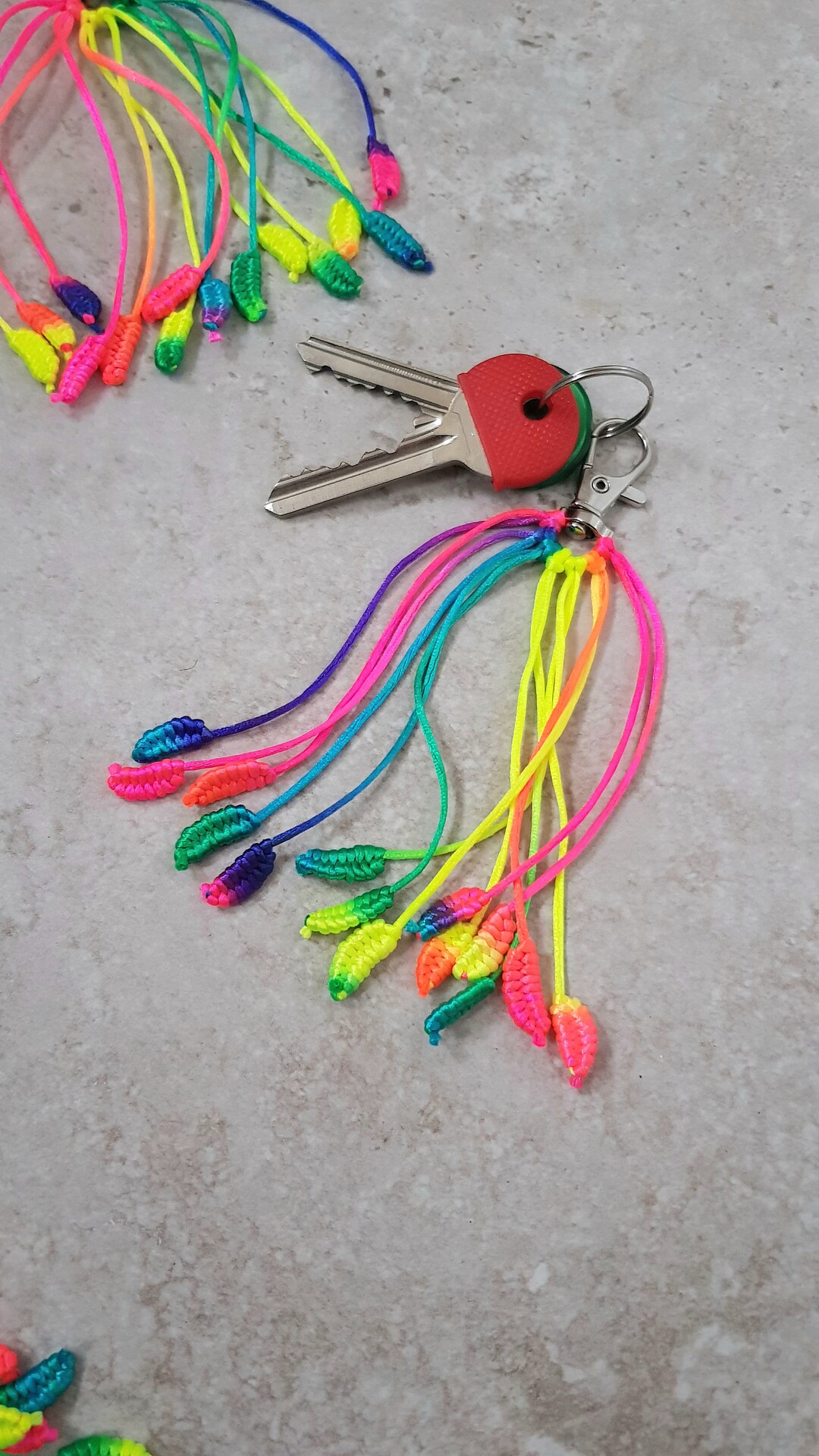 Neon Keyring, Psychedelic Keychain, Macrame Purse Charm - Etsy UK