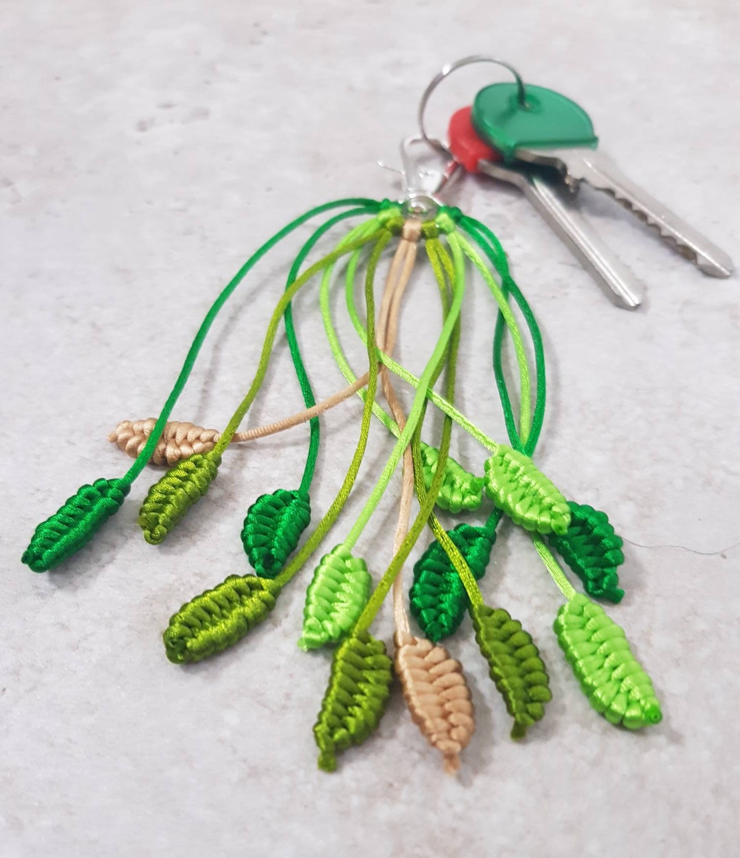 Green Botanical Keyring, Plant Keychain, Small Boho Bag Charm, Crazy ...