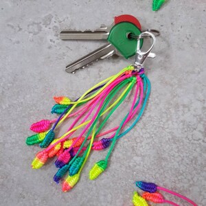 Neon Keyring, Psychedelic Keychain, Macrame Purse Charm - Etsy