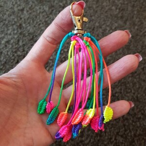Neon Keyring, Psychedelic Keychain, Macrame Purse Charm, Colourful Bag ...