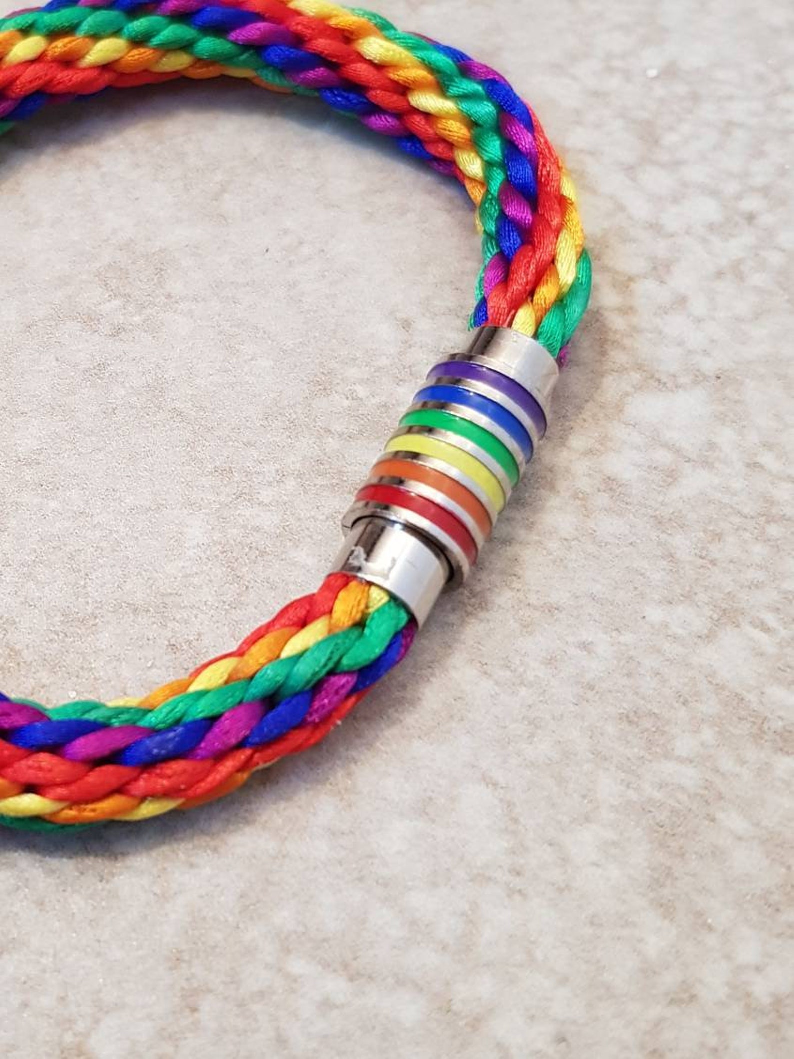 Magnetic Rainbow Bracelet Pride Bracelet Handmade Braided | Etsy