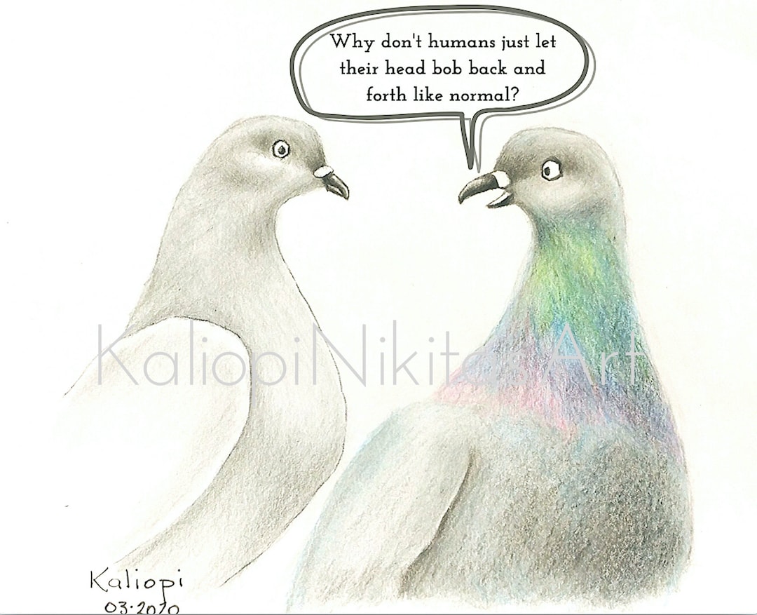 Funny Pigeon Digital Art Print Two Pigeons Talking - Etsy