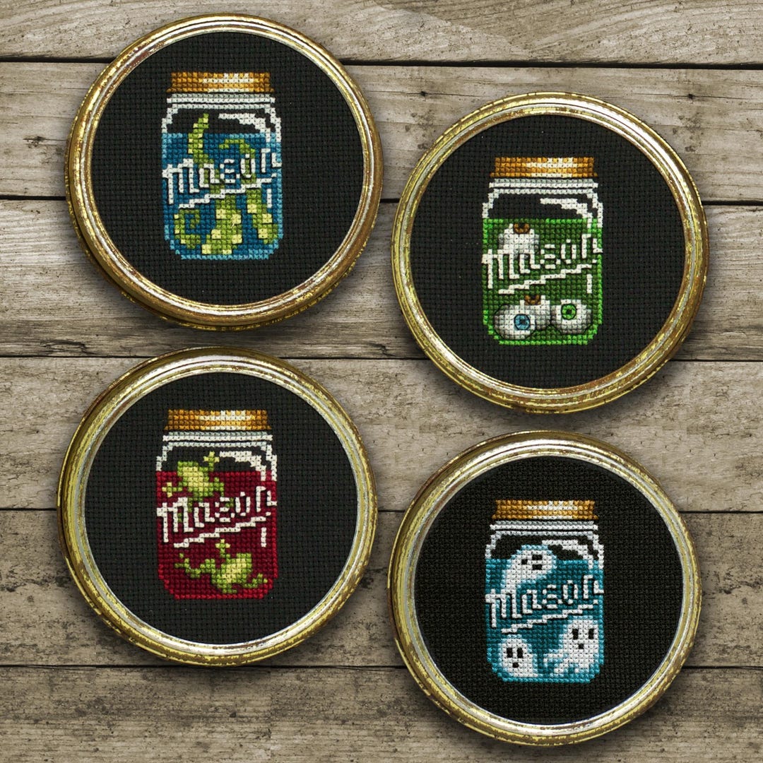 Weird Things in Mason Jars - Cross Stitch Chart by Lola Crow - Etsy