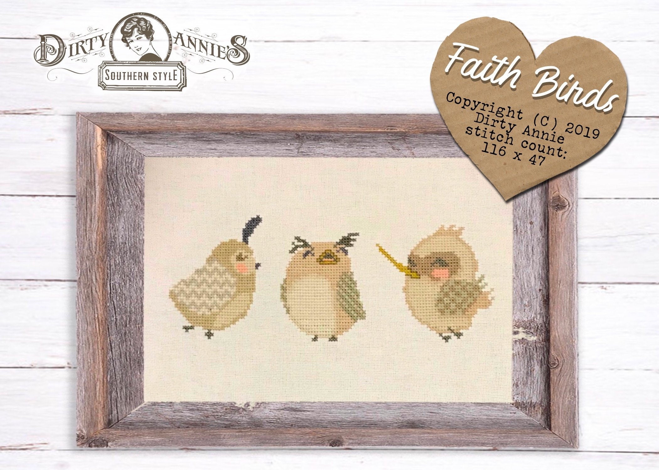 Faith Birds Cross Stitch Chart - Etsy