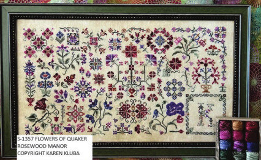 Flower of Quaker Including All Threads - Cross Stitch Chart by Rosewood ...