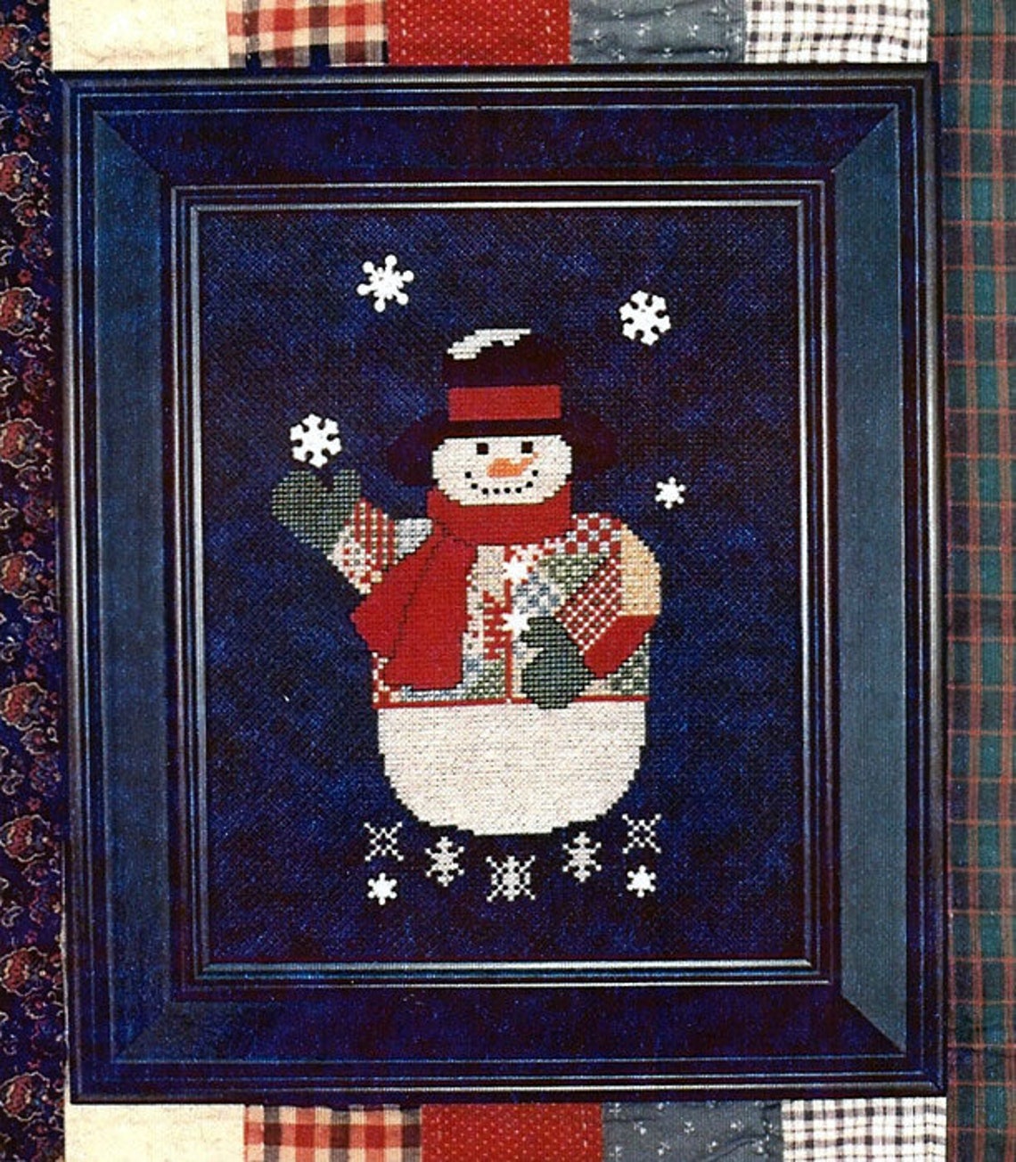 Patchwork Snowman Cross Stitch Chart and Buttons - Etsy