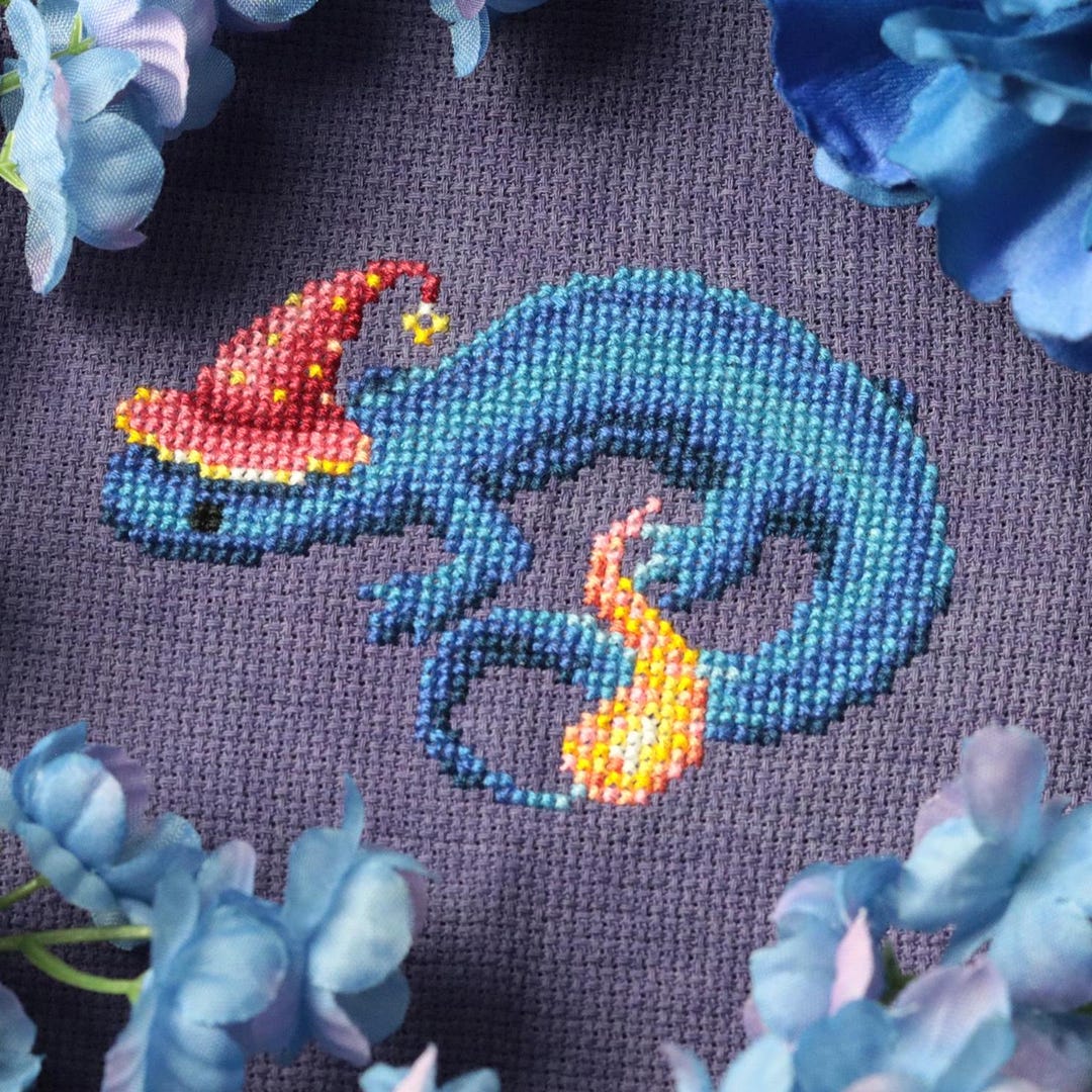 Wizardly Newt - Cross Stitch Chart by Fine Frog Stitching - Etsy