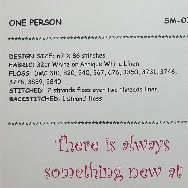 One Person - Cross Stitch Chart by Rosewood Manor - Etsy