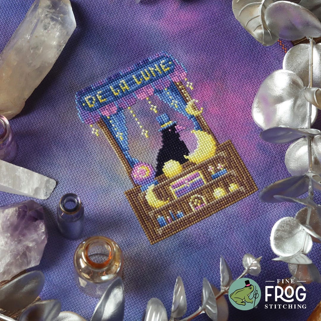 Moon Merchant Crow - Cross Stitch Chart by Fine Frog Stitching - Etsy