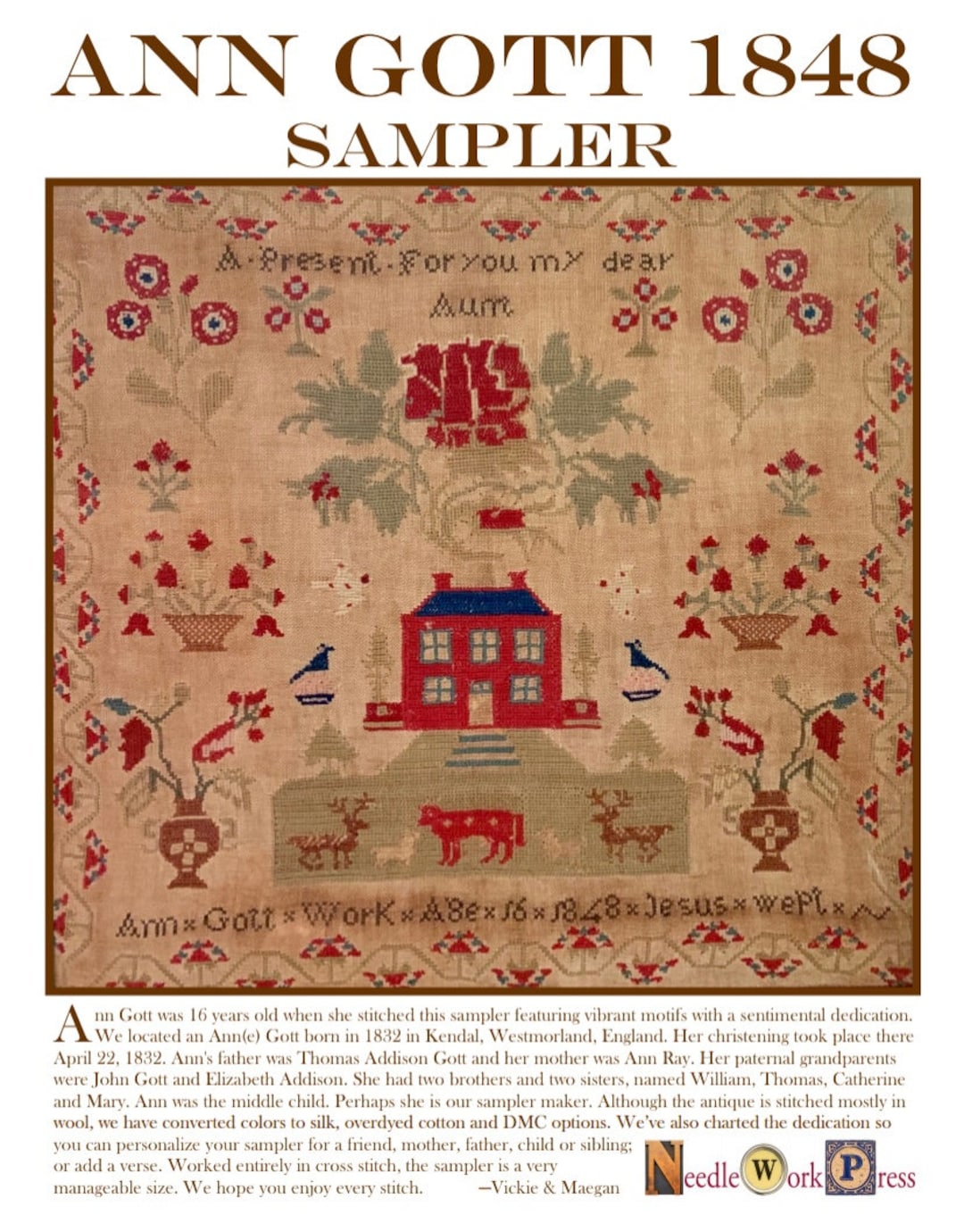 Ann Gott 1848 - Cross Stitch Chart by Needlework Press - Etsy