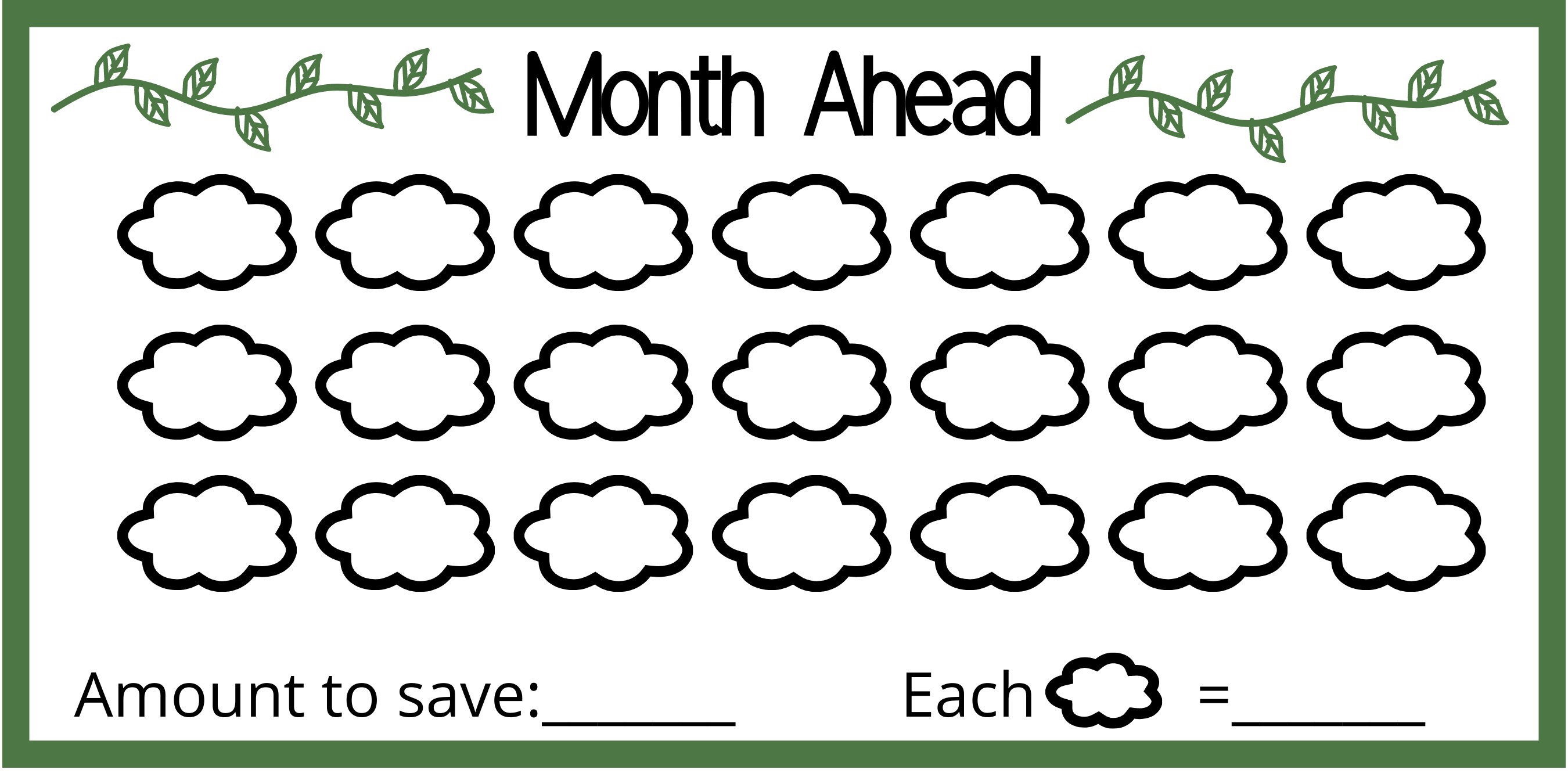 Month Ahead Savings Tracker, A6, Printable Digital Download, Cash ...