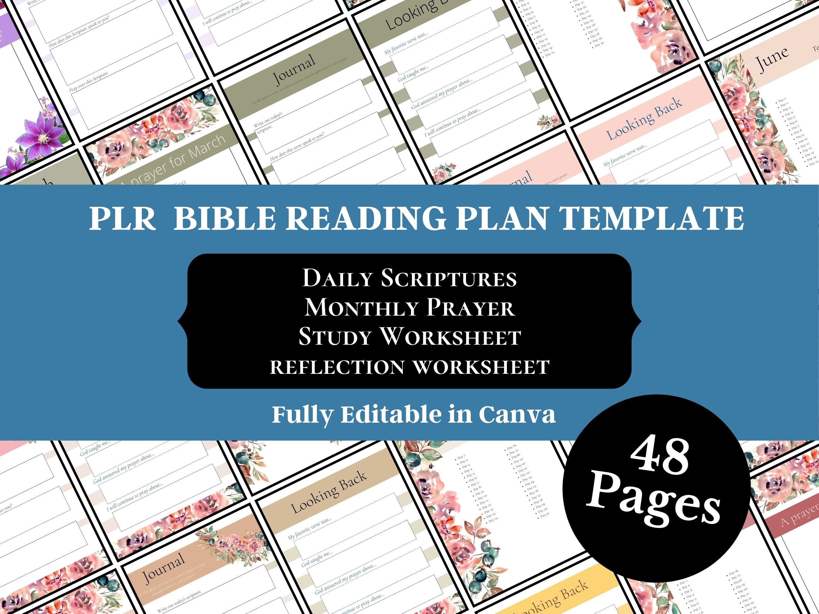 PLR Bible Study Template | Editable Canva Template | Bible Reading ...