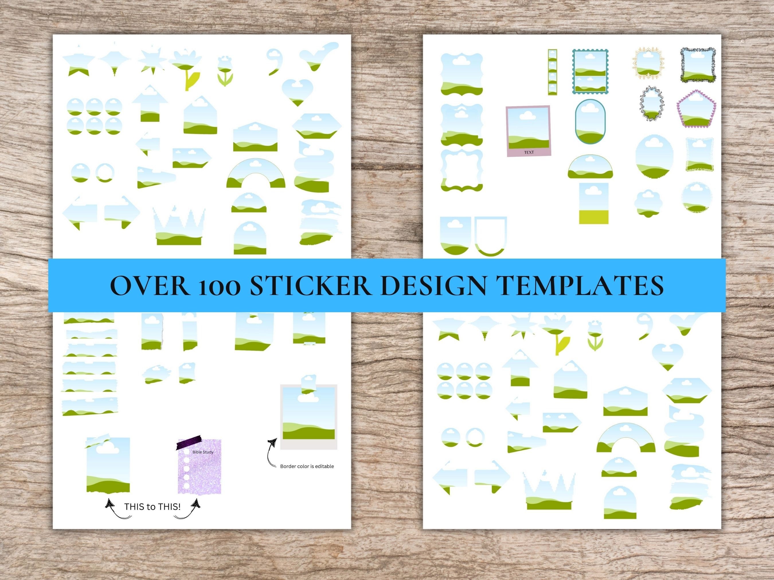 PLR Bundle Sticker Frame CANVA Editable |custom Sticker Sheets Template ...