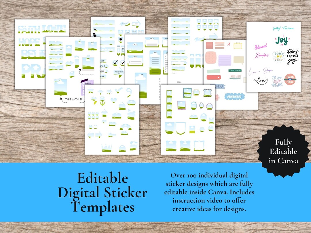 PLR Bundle Sticker Frame CANVA Editable |custom Sticker Sheets Template ...