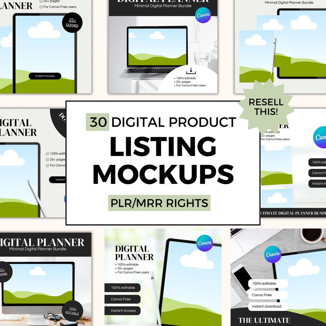 30 Digital Product Listing Mock-up Templates for Etsy Sellers, MRR ...