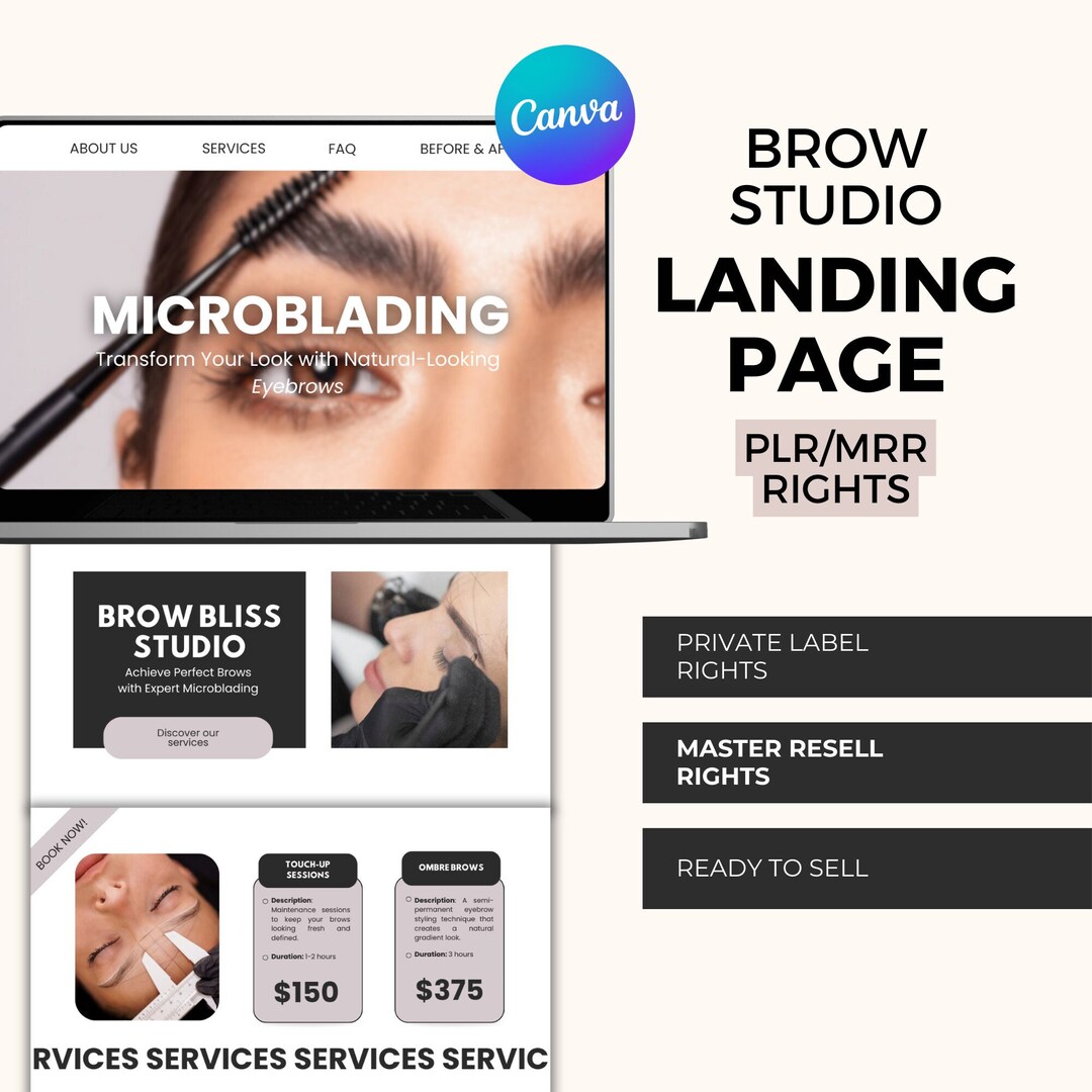 Canva Website Template for Brow and Microblading Studio Business - Microblading Website Design ...