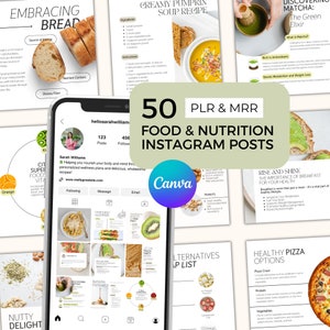 50 Food and Nutrition Instagram Post Templates for Canva FREE | Social ...