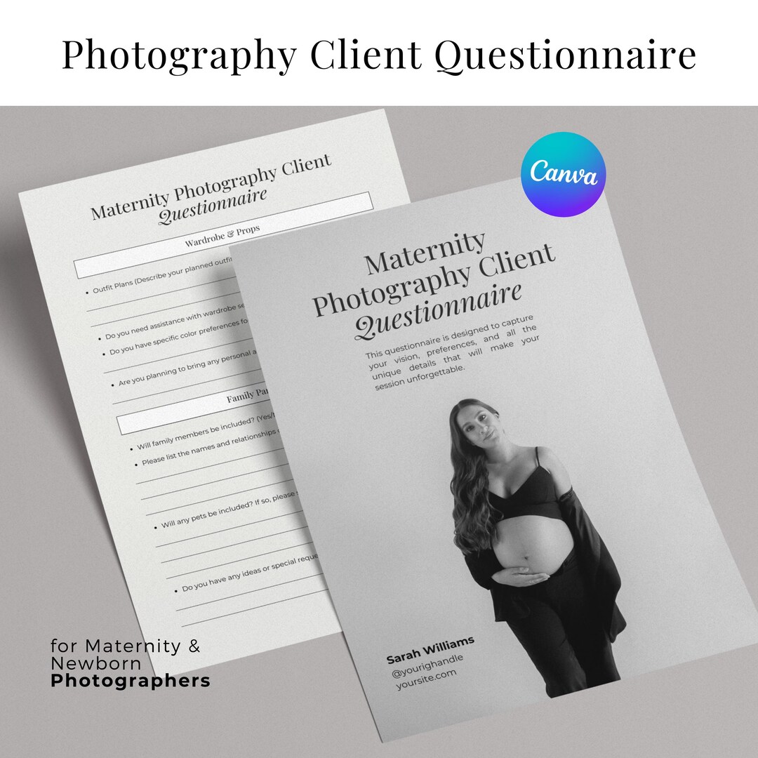 Maternity Photography Client Questionnaire Template for Photographers ...