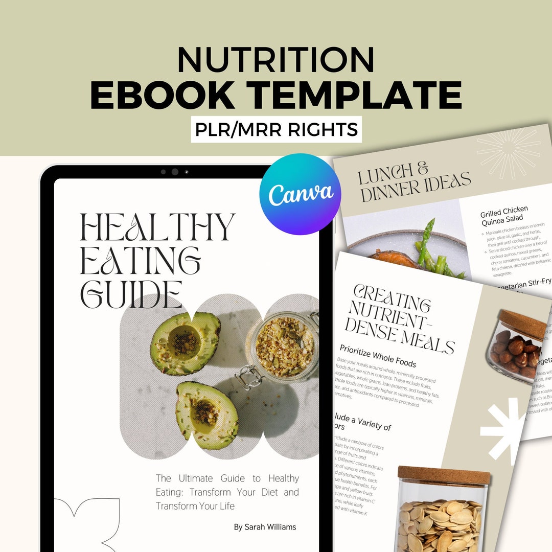 Nutrition Ebook Template for Canva - PLR & MRR, Customizable Health ...
