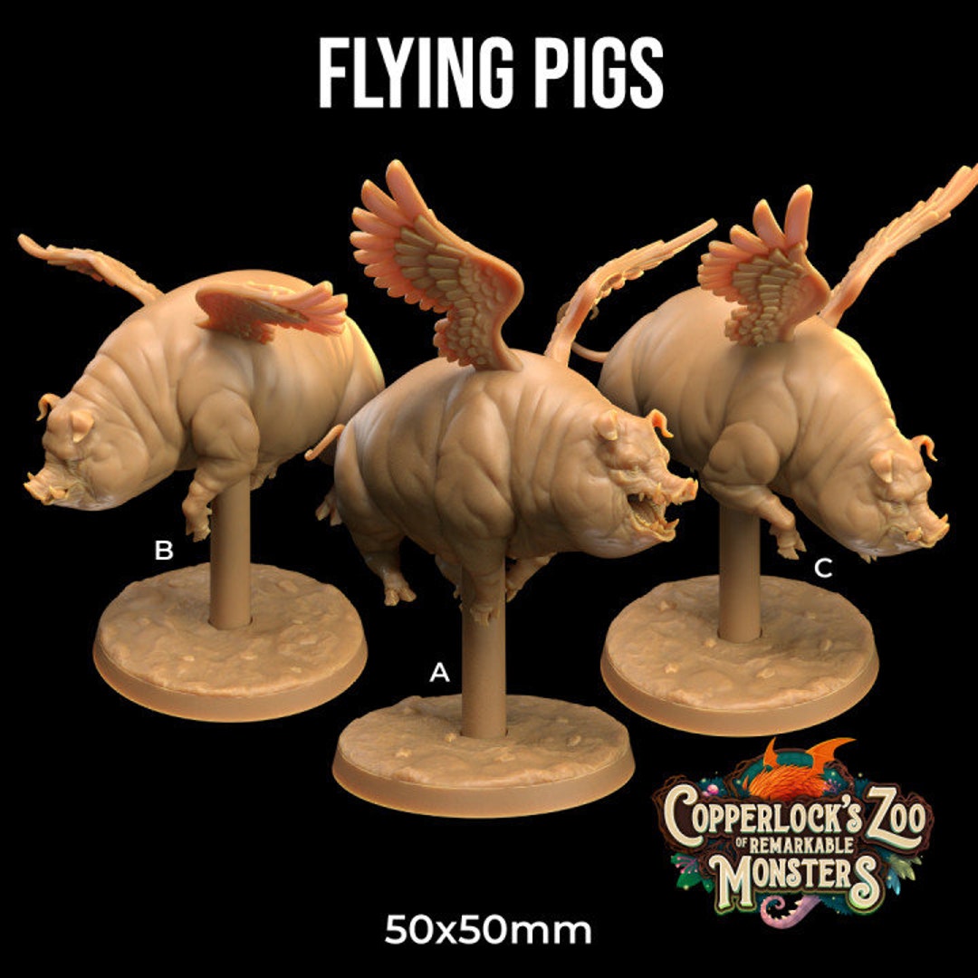 Flying Pigs - 50mm - 3 Minis! - Dragon Trapper Lodge - Farmomancer ...