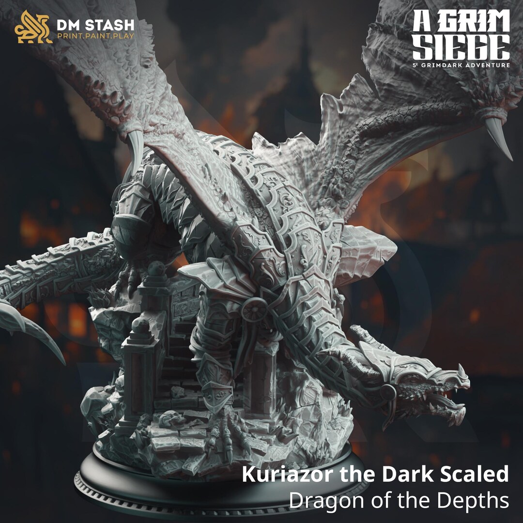 Kuriazor the Dark Scaled - Dragon of the Depths - 32mm - DM Stash ...