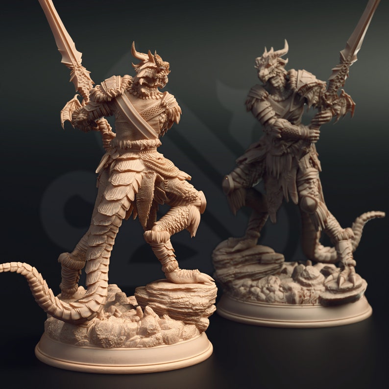 Veseria Dragonkin Fighter 3D Printed Resin Model Dnd 5E Tabletop ...