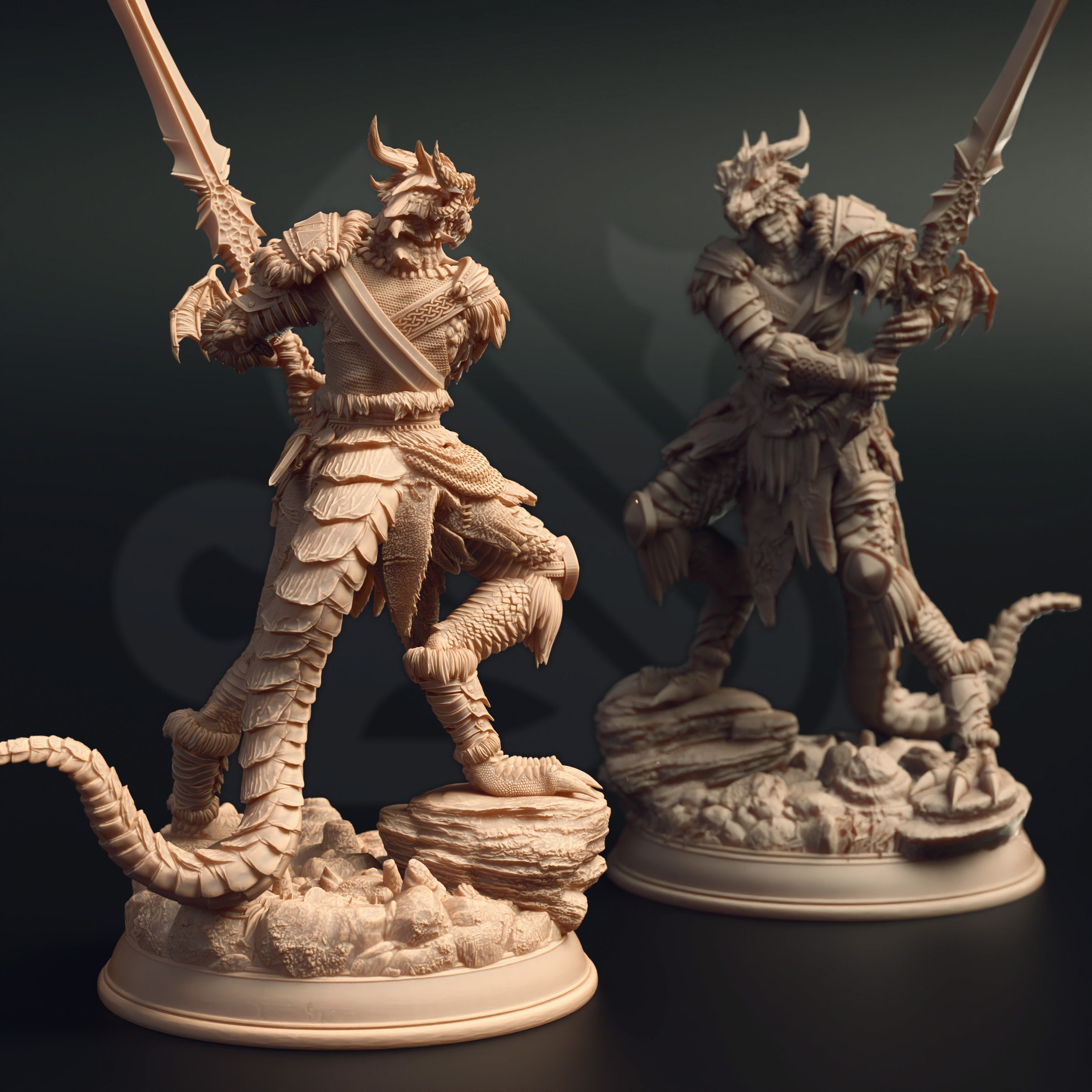 Veseria Dragonkin Fighter 3D Printed Resin Model Dnd 5E Tabletop ...