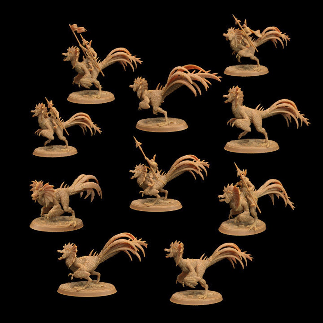 Cockatrice - 5 Minis - 50mm Bases - Dragon Trapper Lodge - Monster ...