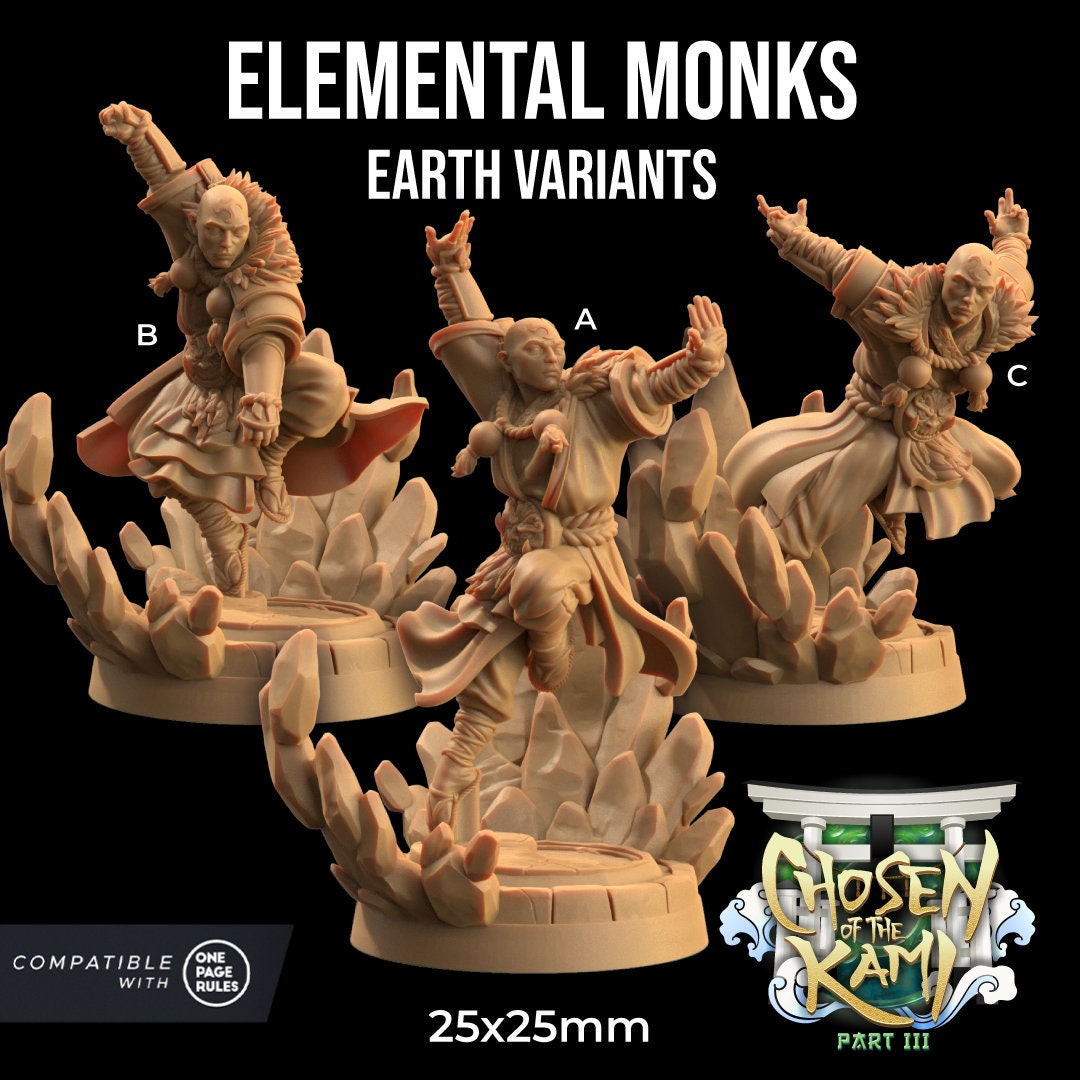 Elemental Monks - 4 Element Options - 25mm Base - Dragon Trapper Lodge ...
