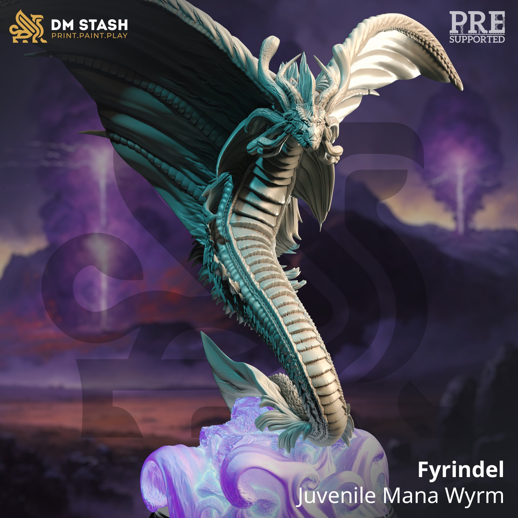 Fyrindel Juvenile Mana Wyrm 3D Printed Resin Model Dnd 5e Tabletop Mini ...